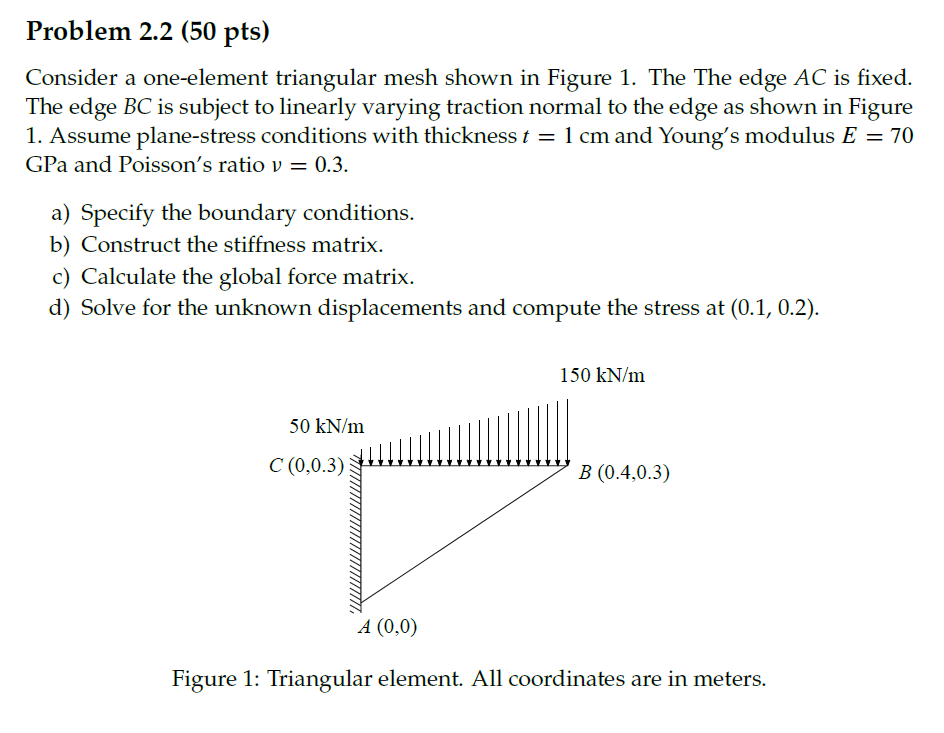 Solved Consider a one-element triangular mesh shown in | Chegg.com