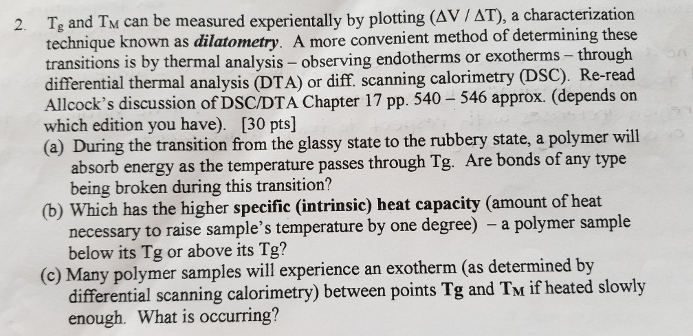 Solved Tg and TM can be measured experientally by plotting | Chegg.com