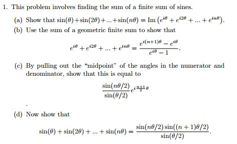 Solved This problem involves finding the sum of a finite sum | Chegg.com