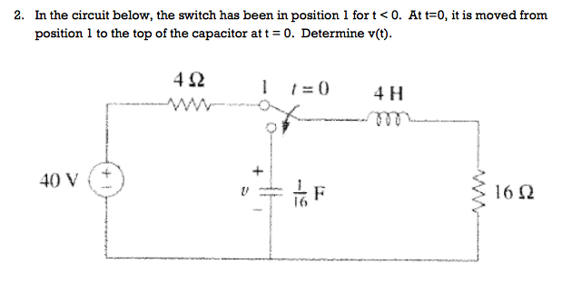 Solved 2. In the circuit below, the switch has been in | Chegg.com