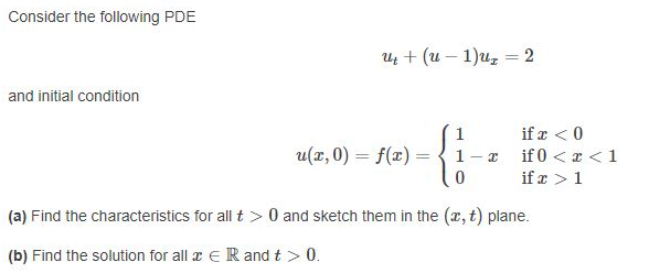 Consider the following PDE and initial condition ifx0 | Chegg.com