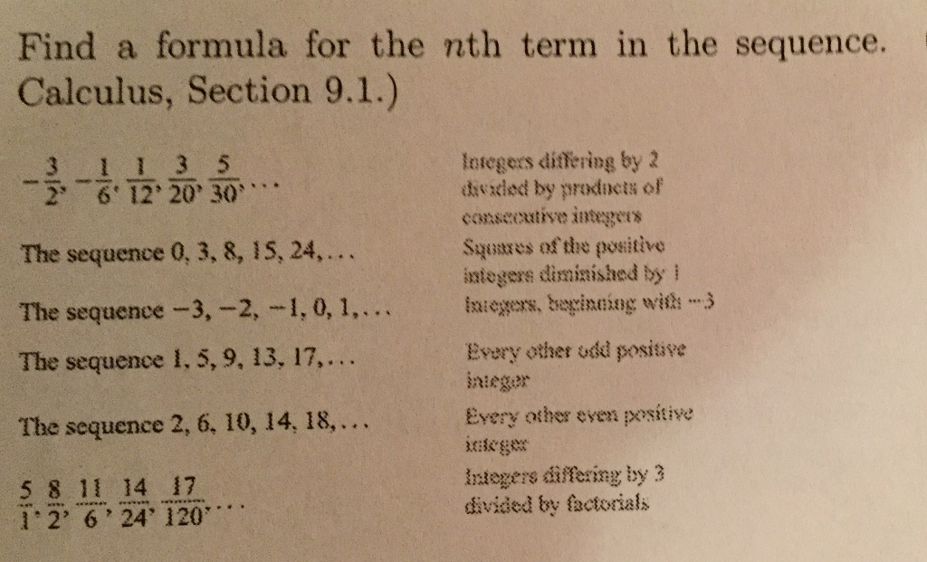 Solved Find a formula for the nth term in the sequence. | Chegg.com