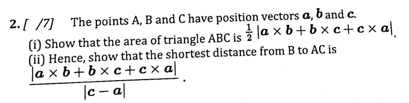 Solved The points A, B and C have position vectors a, b and | Chegg.com
