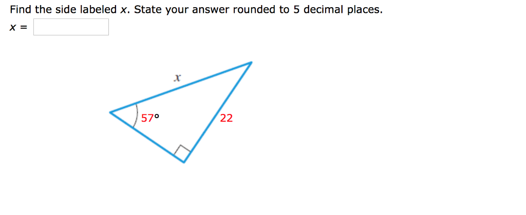 Solved Find the side labeled x. State your answer rounded to | Chegg.com