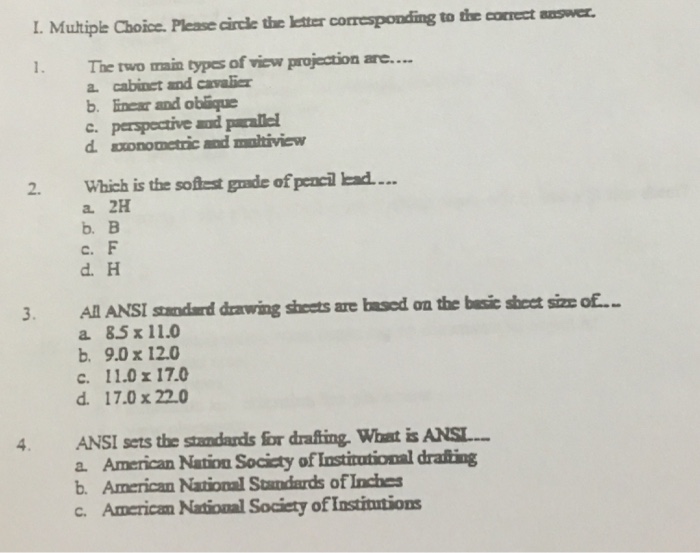 Solved L. Mutiple Cboice. Please circle the letter | Chegg.com
