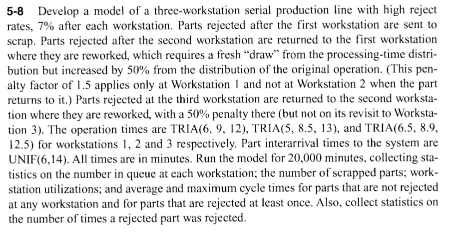 5-8 Develop a model of a three-workstation serial | Chegg.com