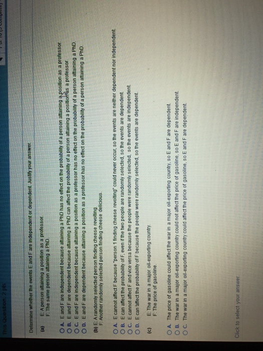 Solved Determine whether the events E and F are independent | Chegg.com