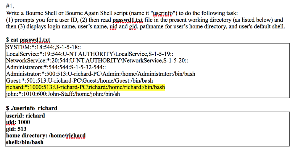 Write A Bourne Shell Or Bourne Again Shell Script