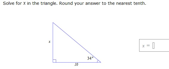 Solved Solve for x in the triangle. Round your answer to | Chegg.com