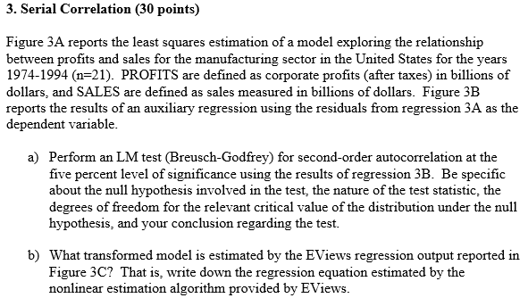 3. Serial Correlation (30 points) Figure 3A reports | Chegg.com