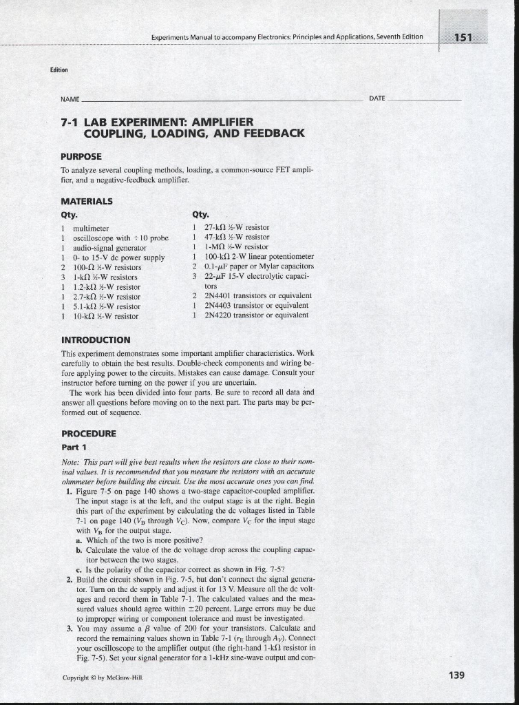 Experiments Manual to accompany Electronics | Chegg.com