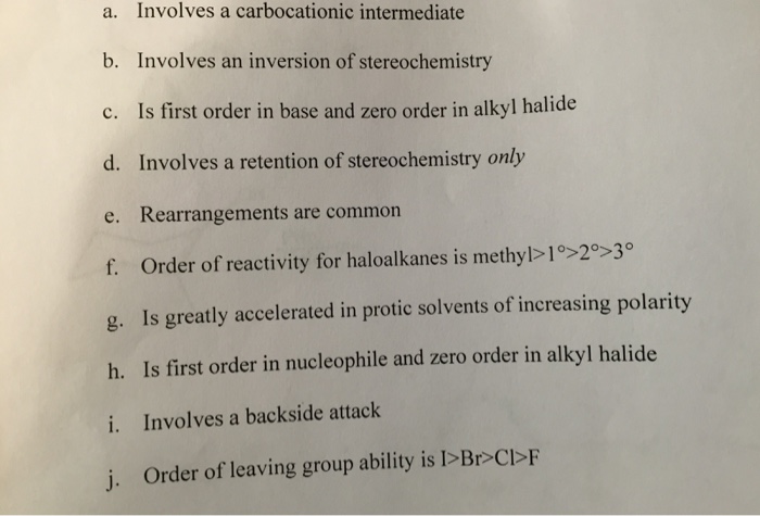 Solved Consider the following statement in reference to SN1, | Chegg.com