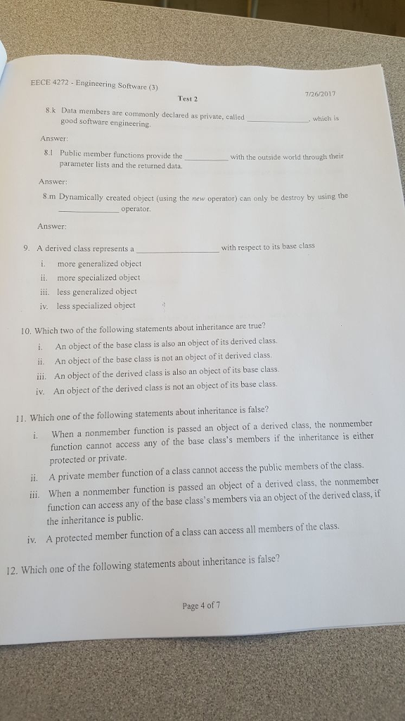 Solved Data members are commonly declared as private, called | Chegg.com