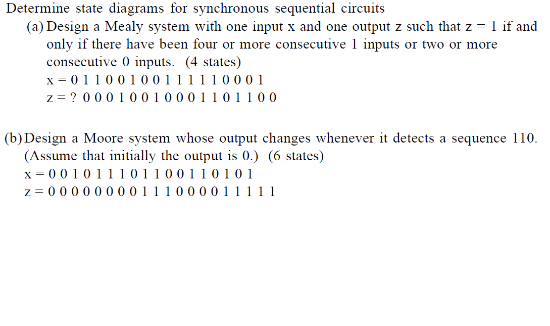 Solved Determine state diagrams for synchronous sequential | Chegg.com