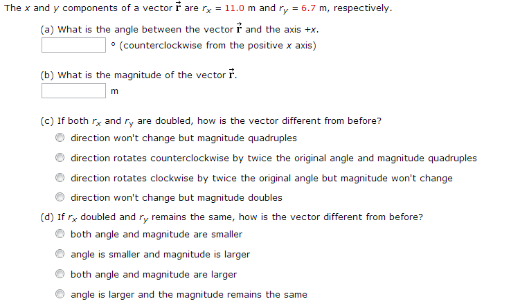Solved The x and y components of a vector rrightarrow are rx | Chegg.com