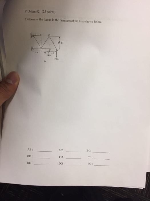 Solved Problem #2 (25 points) Determine the forces in the | Chegg.com