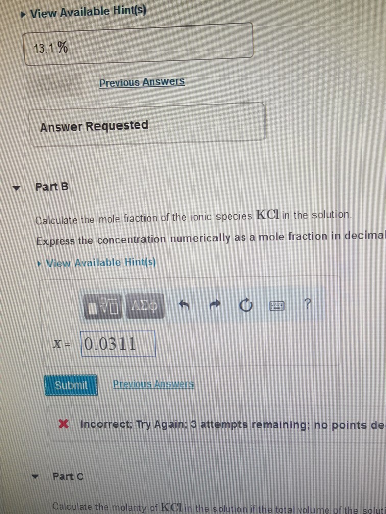 Solved View Available Hint(s) 13.1 % Previous Answers Answer | Chegg.com