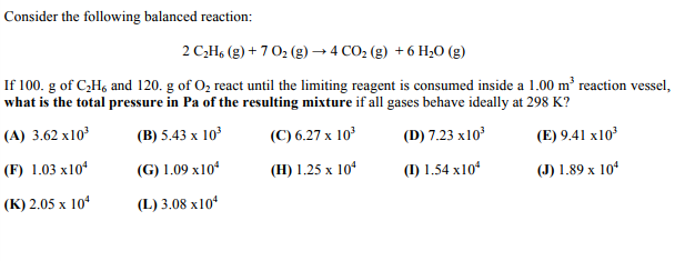 Solved Consider the following balanced reaction: 2 C2H6 (g) | Chegg.com
