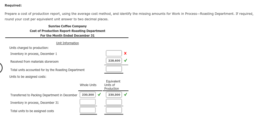 Solved Cost of Production Report:Average Cost Method Sunrise | Chegg.com Solved Cost of Production Report:Average Cost Method Sunrise | Chegg.com