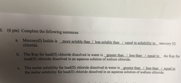 Solved Complete the following sentences: a. Mercury(I) | Chegg.com