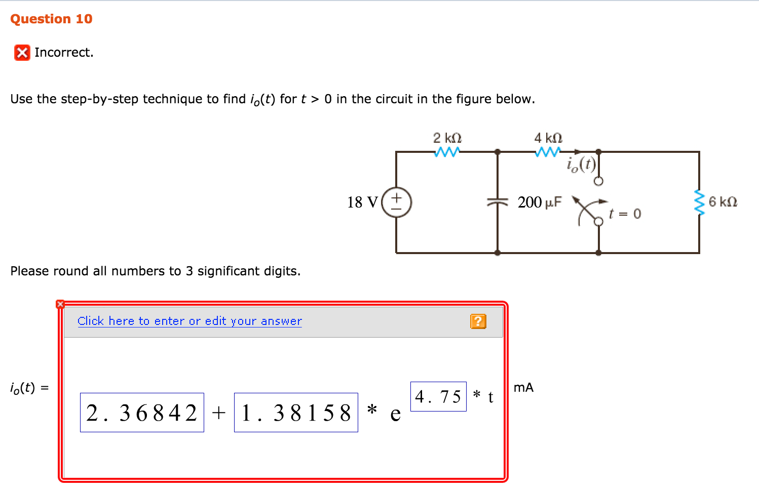 Solved Use the step-by-step technique to find io(t) for t > | Chegg.com