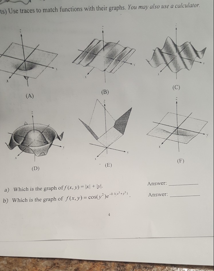 Solved ts) Use traces to match functions with their graphs. | Chegg.com