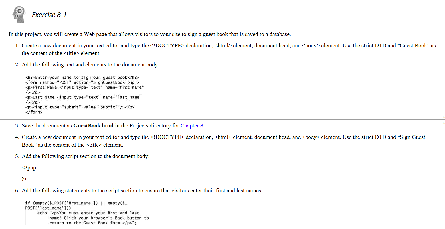 Solved oExercise &- In this project, you will create a Web | Chegg.com