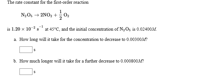 Solved The rate constant for the first-order reaction is | Chegg.com