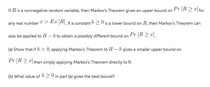 If R is a nonnegative random variable, then Markov's | Chegg.com