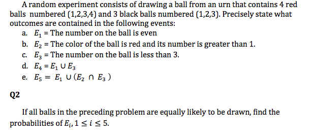 Solved A random experiment consists of drawing a ball from | Chegg.com