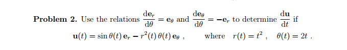 Use the relations de_r/d theta = e_theta and | Chegg.com