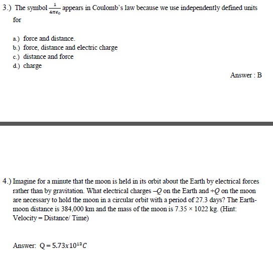 Solved The symbol 1/4 pi epsilon 0 appears in Coulomb's law | Chegg.com