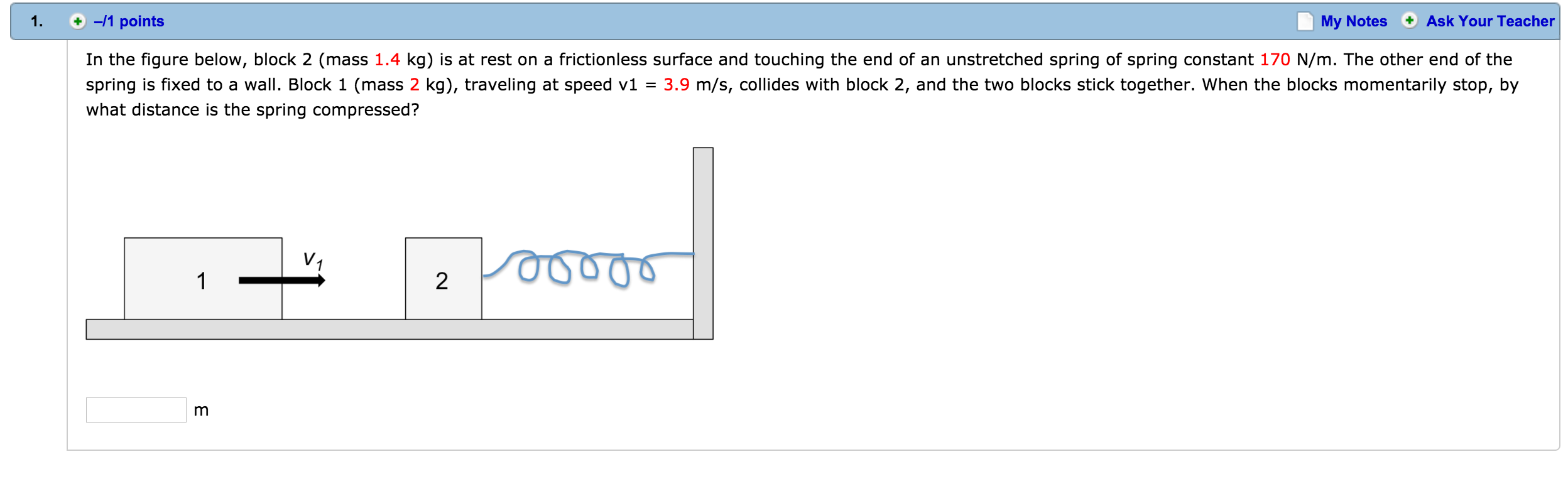 Solved In the figure below, block 2 (mass 1.4 kg) is at rest | Chegg.com