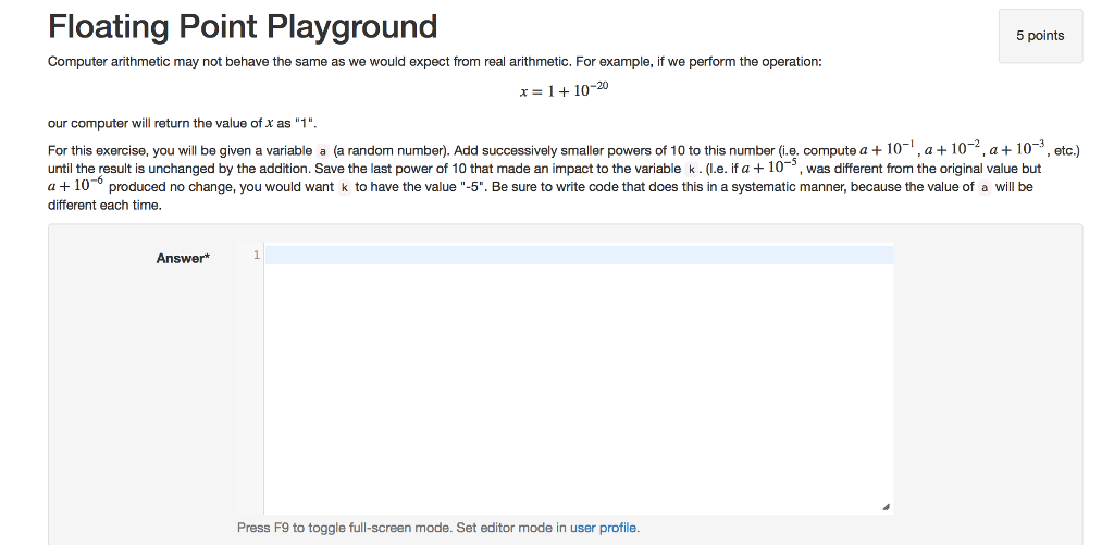 Solved Floating Point Playground 5 points Computer | Chegg.com
