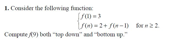 Solved Consider the following function: Compute f(9) both | Chegg.com