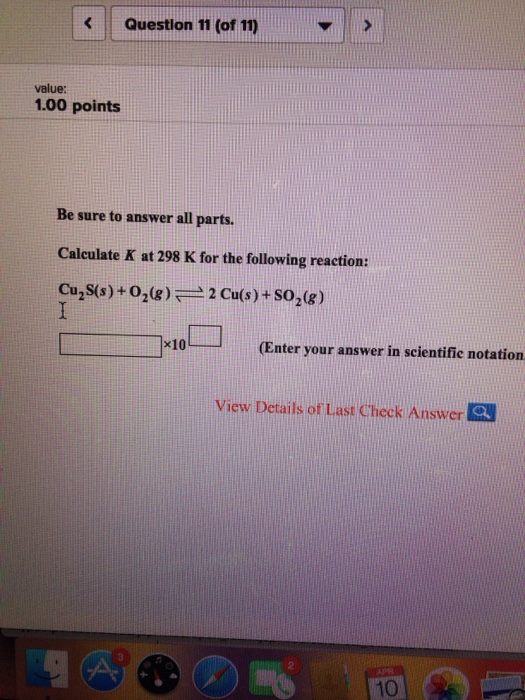 Solved Calculate K at 298 K for the following reaction: | Chegg.com