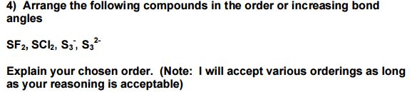 Solved Arrange the following compounds in the order or | Chegg.com