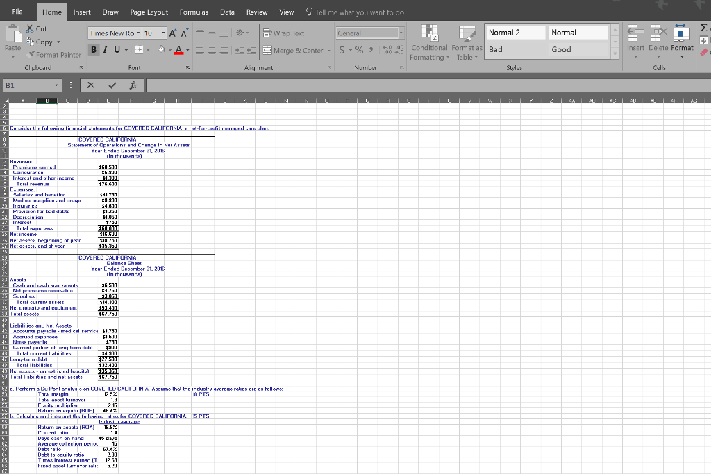 File Home Insert Draw Page Layout Formulas Data | Chegg.com