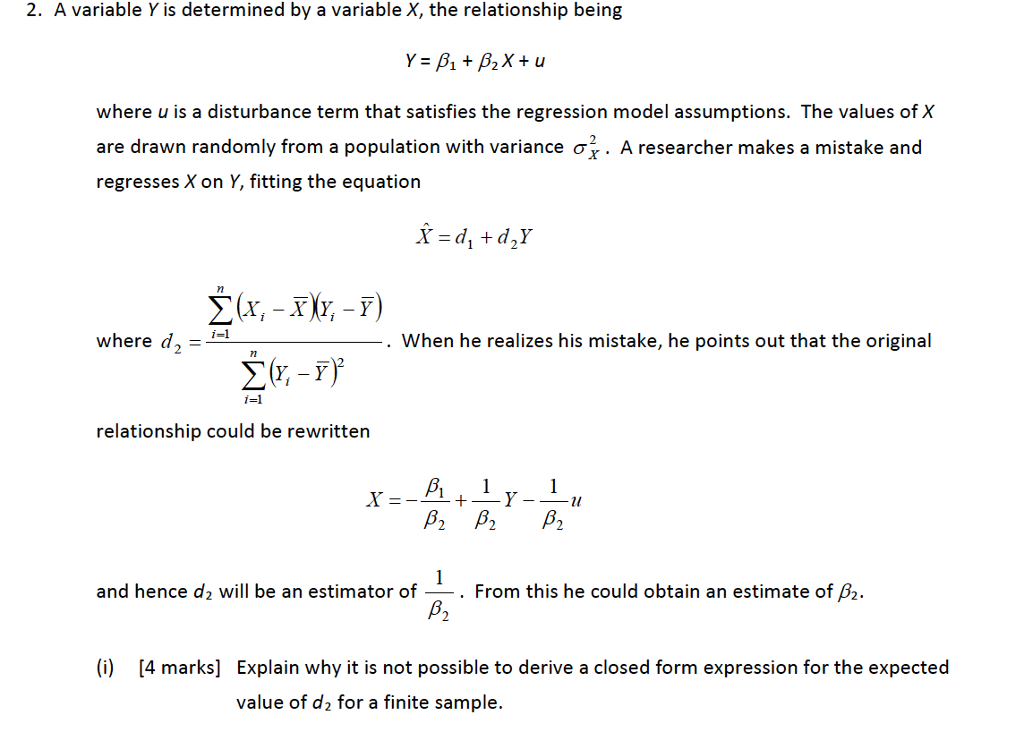 Solved A variable Y is determined by a variable X, the | Chegg.com