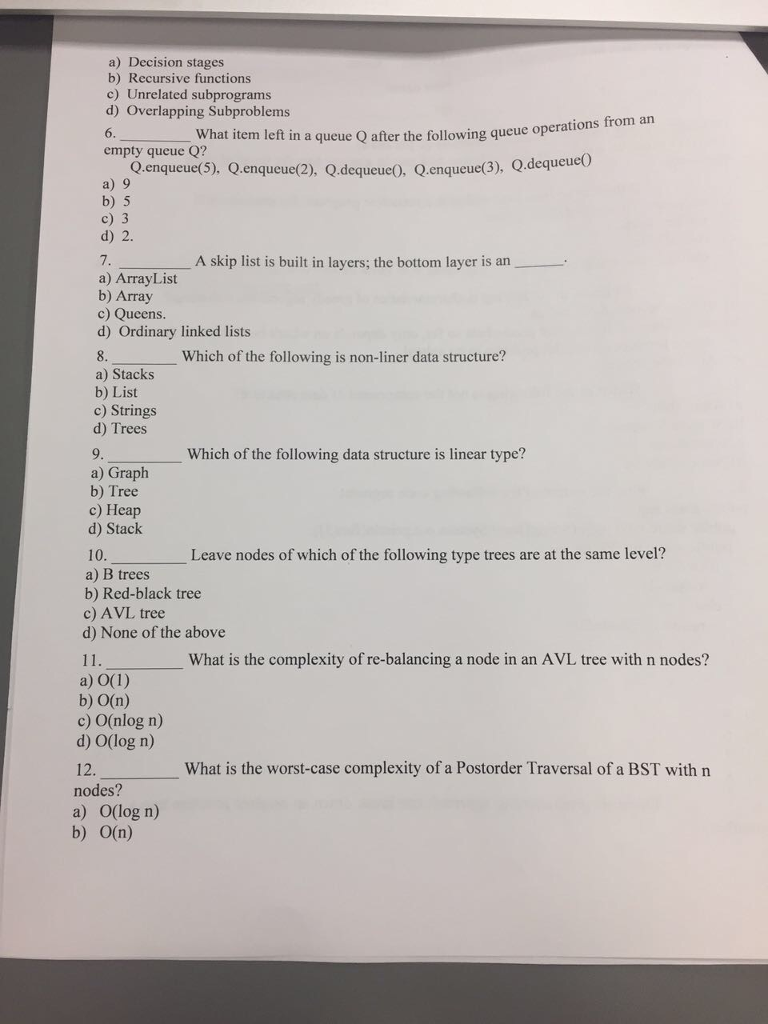 Solved Signature: 24 single answer multiple choice Questions | Chegg.com