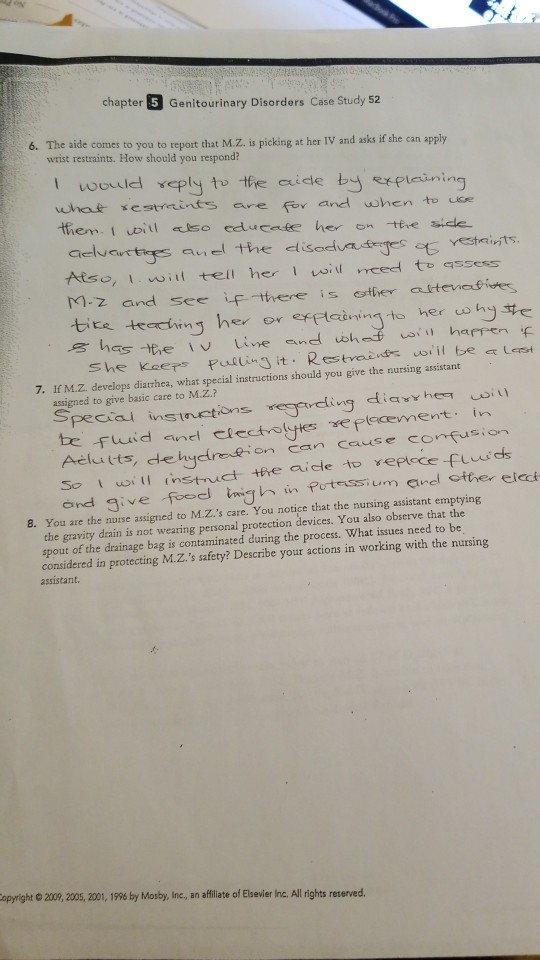 Solved chapter 5 Genitourinary Disorders Case Study 52 Name | Chegg.com