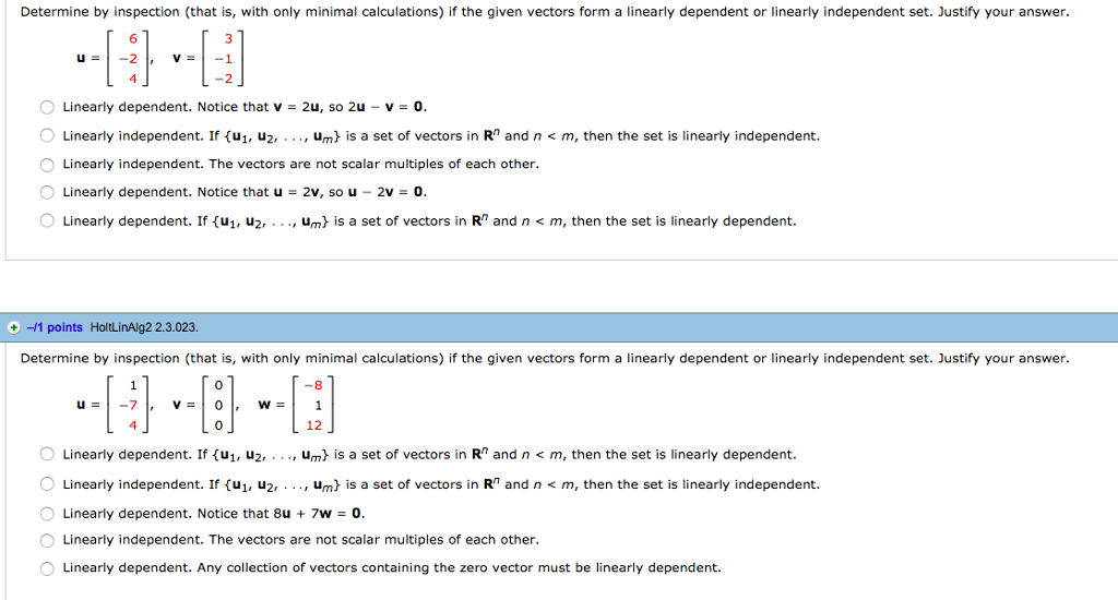 Solved Determine by inspection (that is, with only minimal | Chegg.com