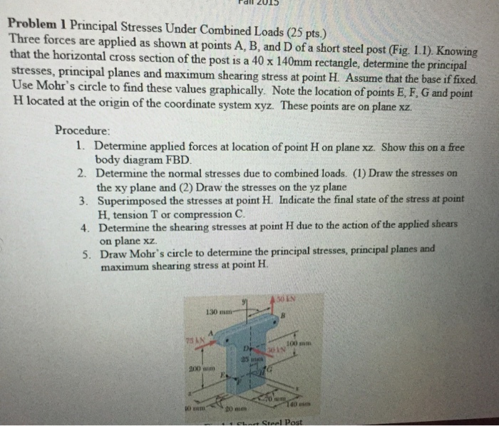 Solved Principal Stresses Under Combined Loads Theree | Chegg.com