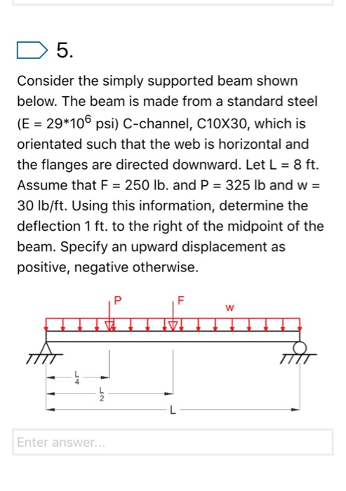 Solved 5. Consider the simply supported beam shown below. | Chegg.com