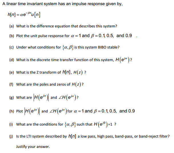 Solved A linear time invariant system has an impulse | Chegg.com