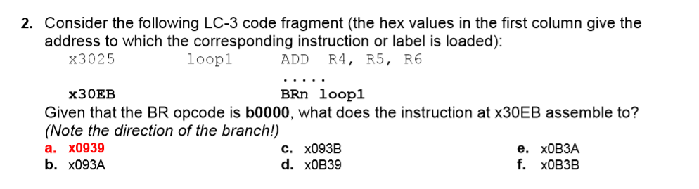 2. Consider the following LC-3 code fragment (the hex | Chegg.com