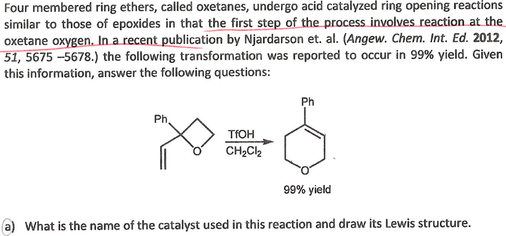 Solved reactions Four membered ring ethers, called oxetanes, | Chegg.com