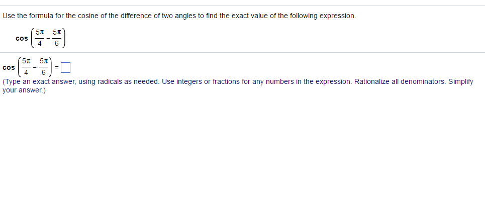 Solved Use the formula for the cosine of the difference of | Chegg.com