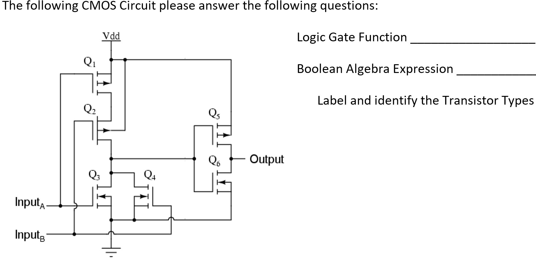 Solved The Following Cmos Circuit Please Answer The