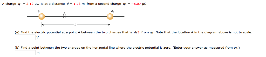 Solved A charge q1 = 2.12 muC is at a distance d = 1.73 m | Chegg.com